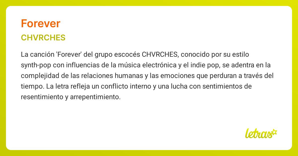 Significado de la canción FOREVER (CHVRCHES) - LETRAS.COM