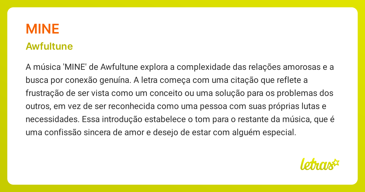 Significado da música MINE (Awfultune) - LETRAS.MUS.BR