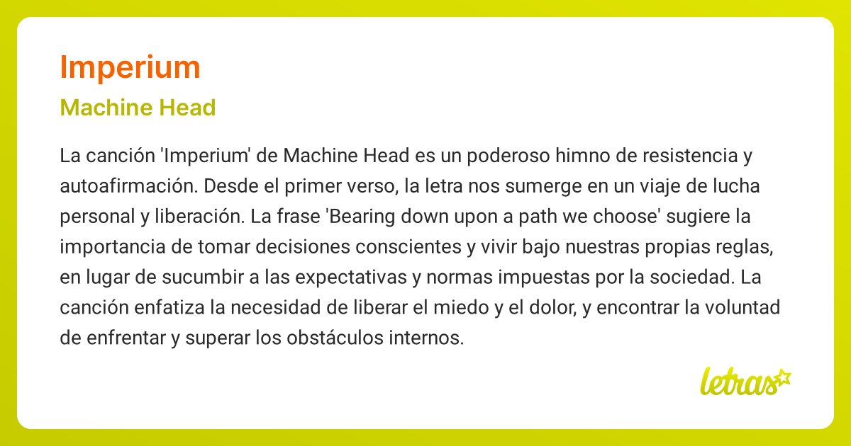 Significado de la canción IMPERIUM (Machine Head) - LETRAS.COM