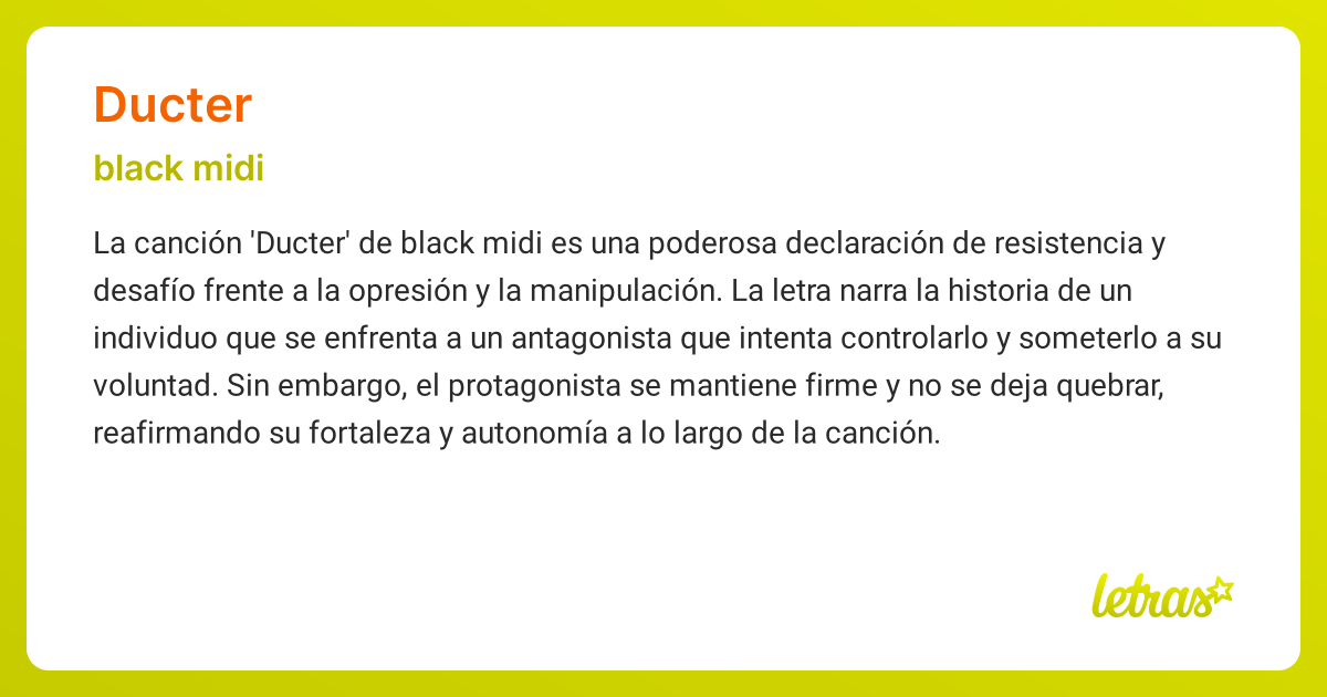 Significado de la canción DUCTER (black midi) - LETRAS.COM