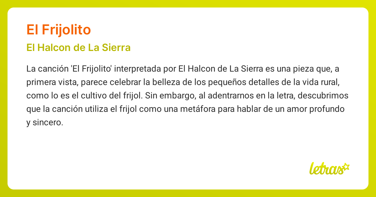 Significado de la canción EL FRIJOLITO (El Halcon de La Sierra ...