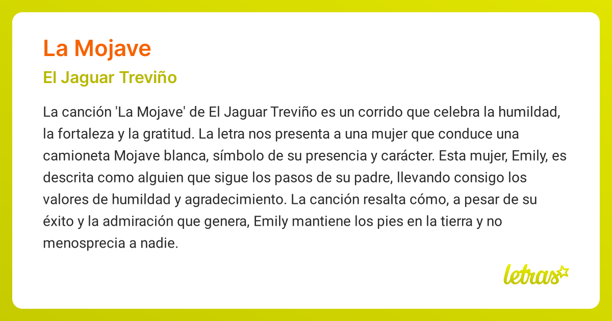 Significado de la canción LA MOJAVE (El Jaguar Treviño) - LETRAS.COM