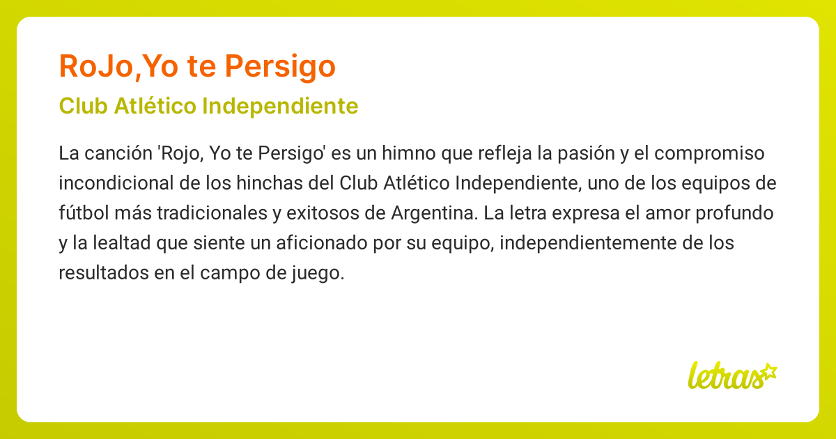 Significado de la canción ROJO,YO TE PERSIGO (Club Atlético ...