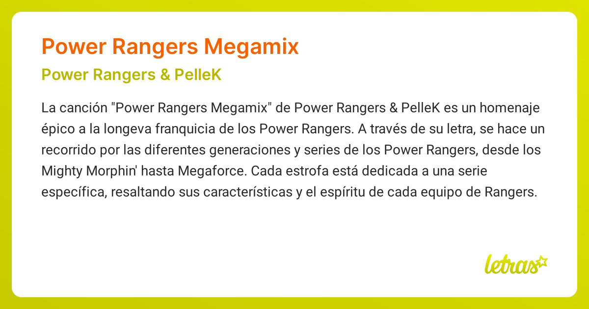 Significado De La Canción Power Rangers Megamix Power Rangers And Pellek