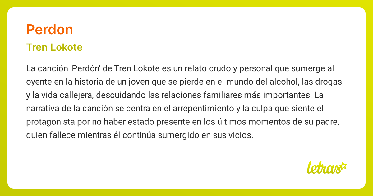 Significado de la canción PERDON (Tren Lokote) - LETRAS.COM