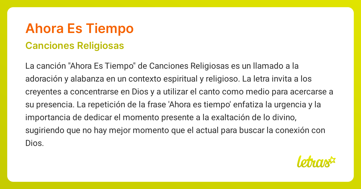 Significado de la canción AHORA ES TIEMPO (Canciones Religiosas ...