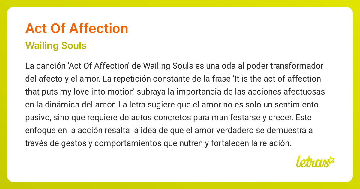 Significado de la canción ACT OF AFFECTION (Wailing Souls) - LETRAS.COM