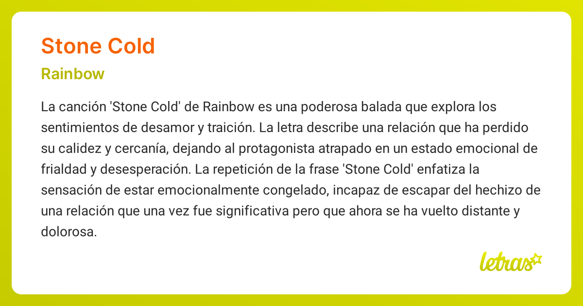 Significado de la canción STONE COLD (Rainbow) - LETRAS.COM