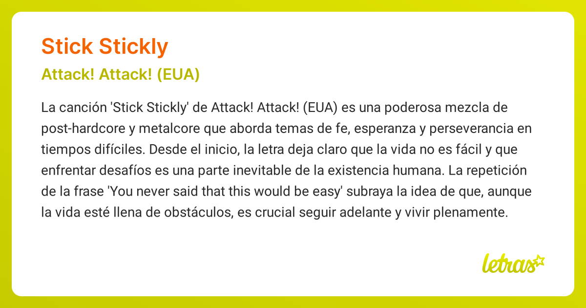Significado de la canción STICK STICKLY (Attack! Attack! (EUA ...
