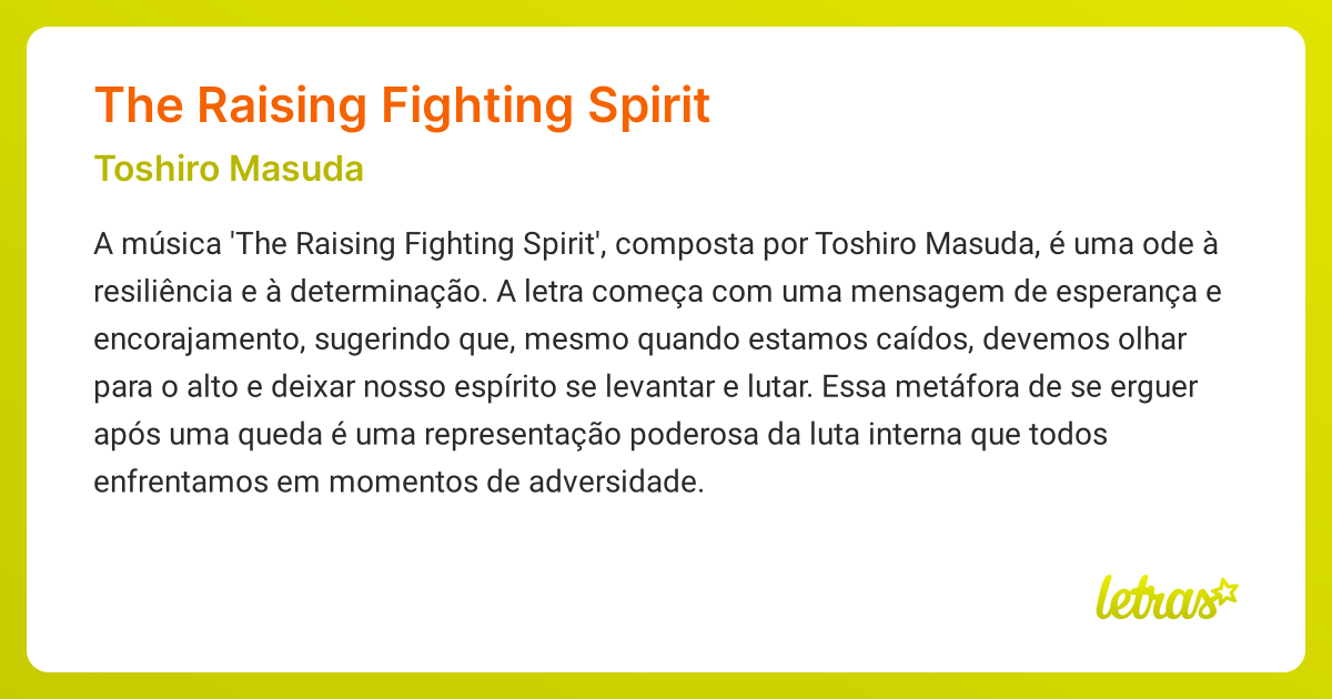Significado da música THE RAISING FIGHTING SPIRIT (Toshiro Masuda ...