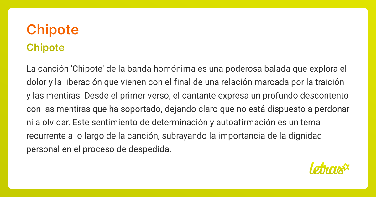 Significado de la canción CHIPOTE (Chipote) - LETRAS.COM
