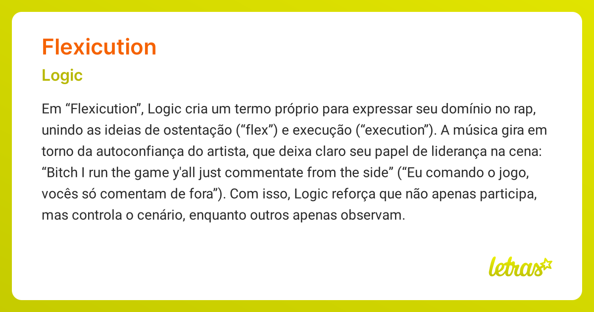 Significado da música FLEXICUTION (Logic) - LETRAS.MUS.BR