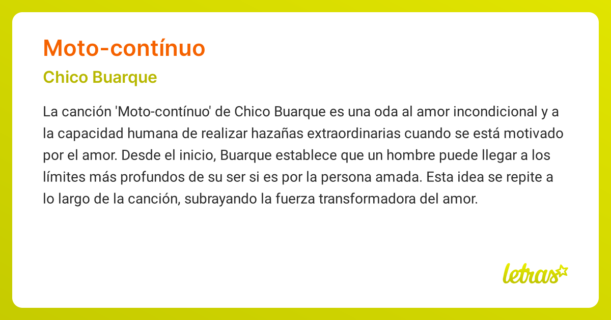 Significado de la canción MOTO-CONTÍNUO (Chico Buarque) - LETRAS.COM