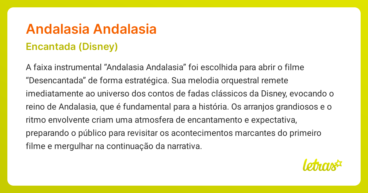 Significado da música ANDALASIA ANDALASIA (Encantada (Disney)) - LETRAS ...