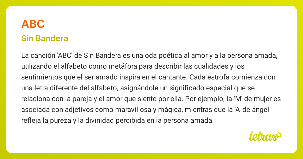 Significado de la canción ABC (Sin Bandera) - LETRAS.COM