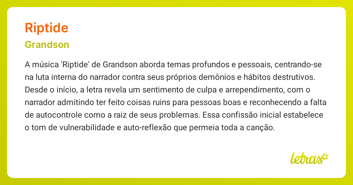 Significado da música RIPTIDE (Grandson) - LETRAS.MUS.BR