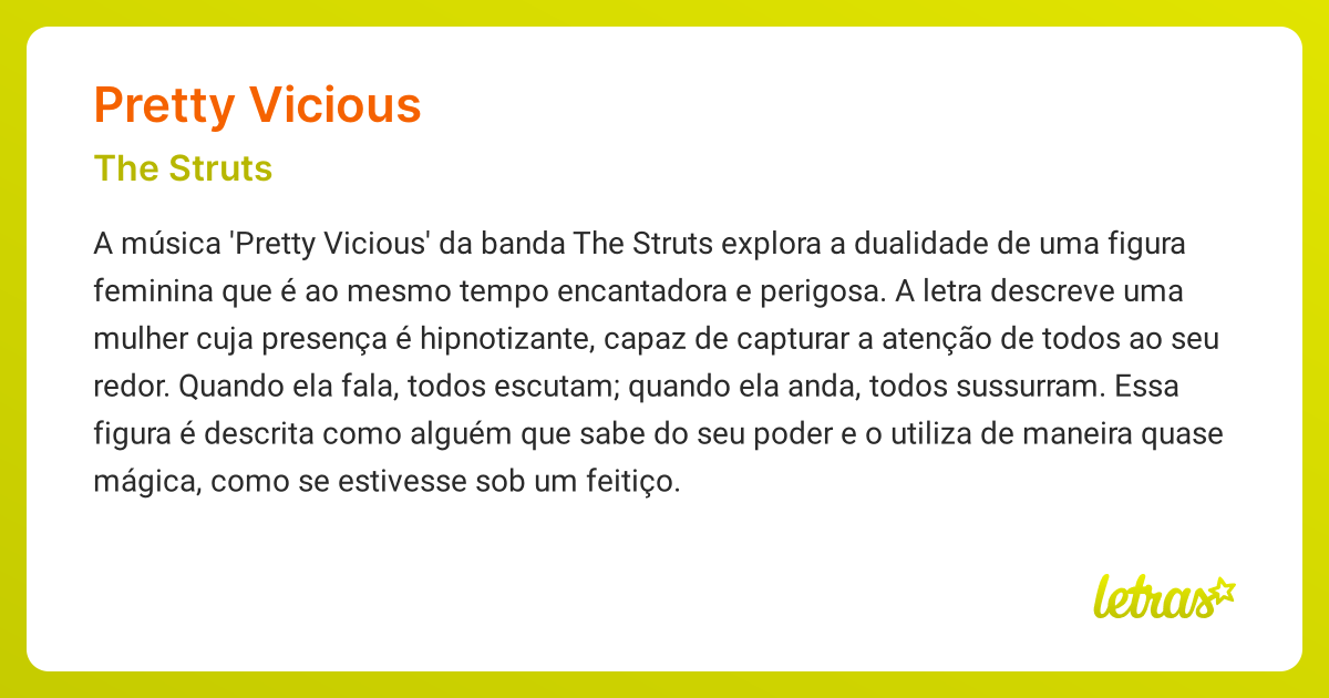 Significado da música PRETTY VICIOUS (The Struts) - LETRAS.MUS.BR