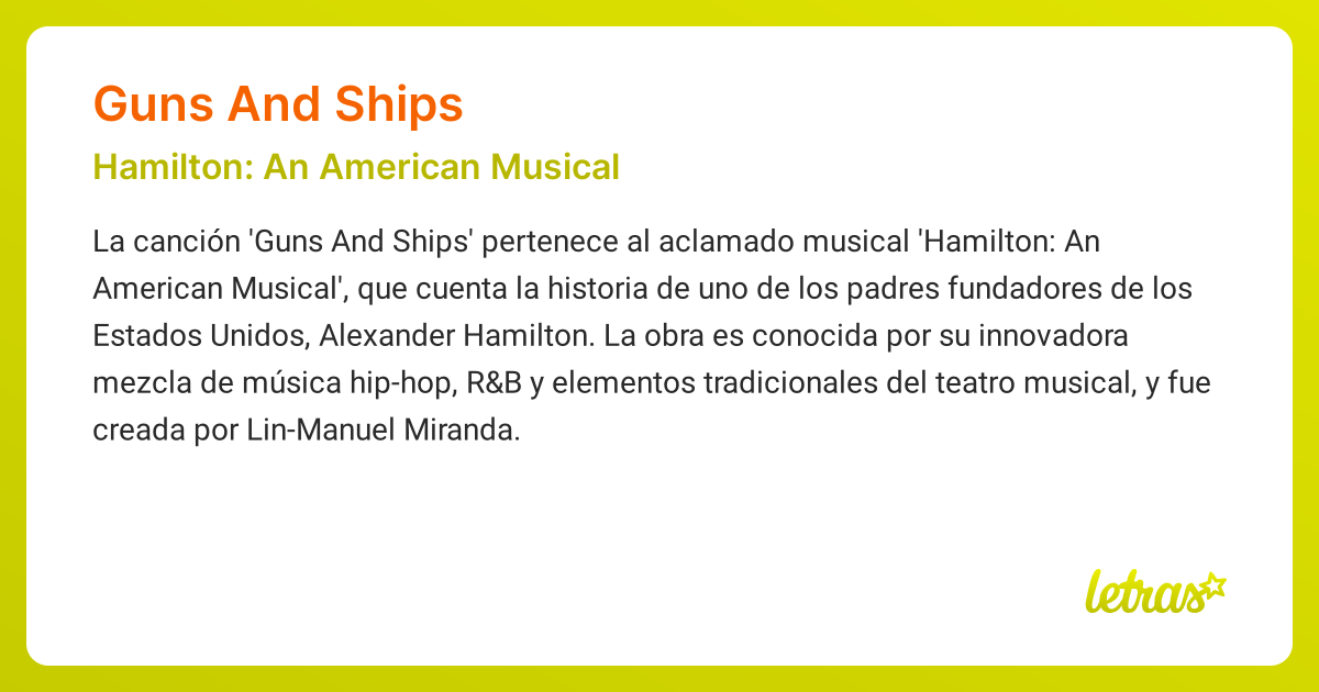 Significado de la canción GUNS AND SHIPS (Hamilton: An American Musical ...