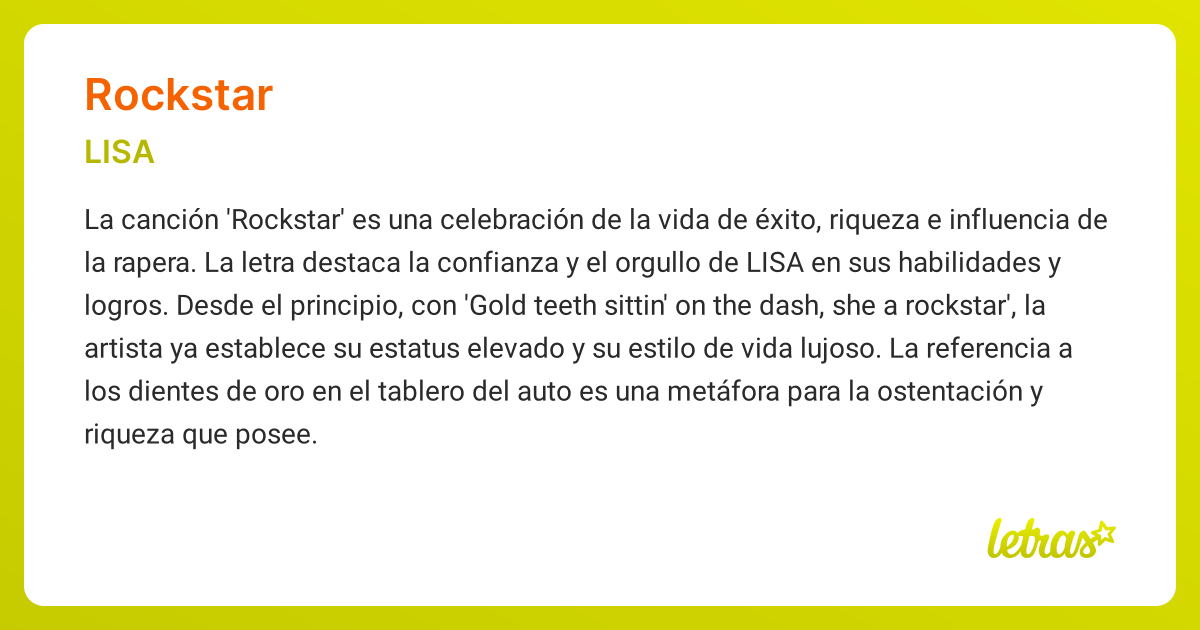 Significado de la canción ROCKSTAR (LISA) - LETRAS.COM