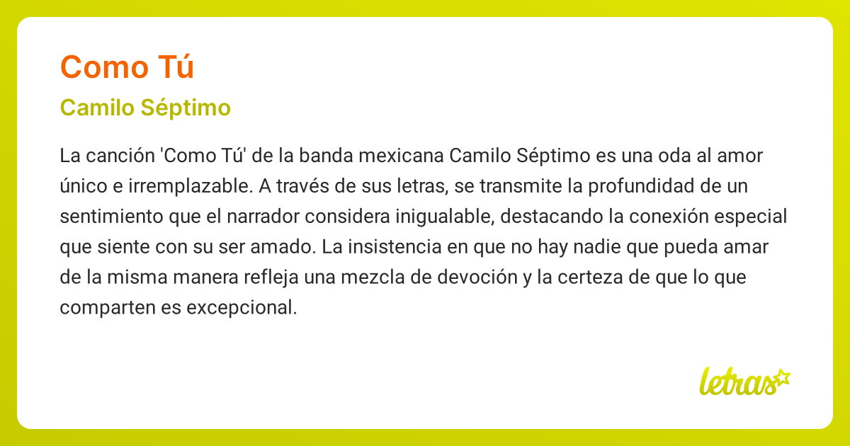Significado de la canción COMO TÚ (Camilo Séptimo) - LETRAS.COM