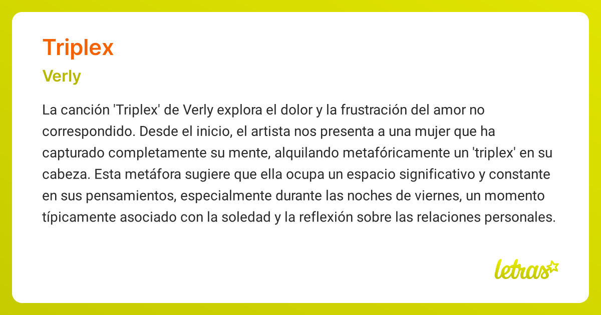 Significado de la canción TRIPLEX (Verly) - LETRAS.COM