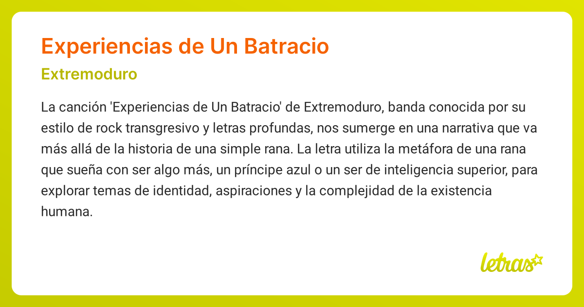 Significado de la canción EXPERIENCIAS DE UN BATRACIO (Extremoduro ...
