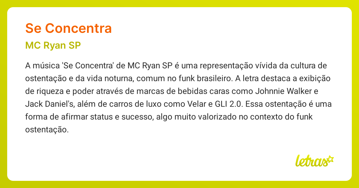Significado da música SE CONCENTRA (MC Ryan SP) - LETRAS.MUS.BR