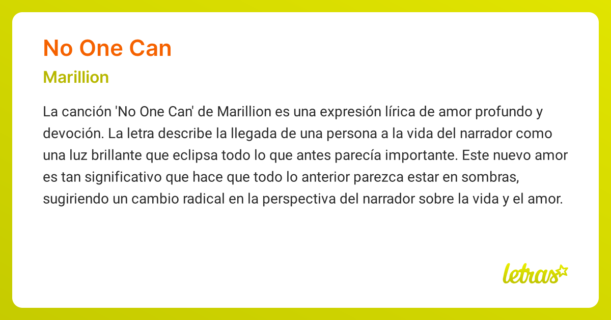 Significado de la canción NO ONE CAN (Marillion) - LETRAS.COM