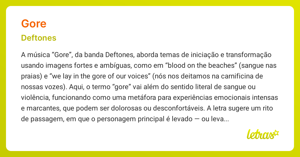 Significado da música GORE (Deftones) - LETRAS.MUS.BR