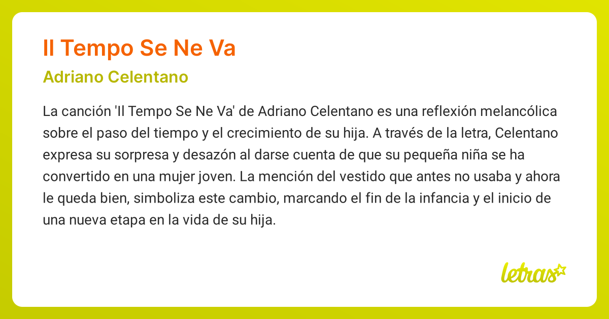 Significado de la canción IL TEMPO SE NE VA (Adriano Celentano ...