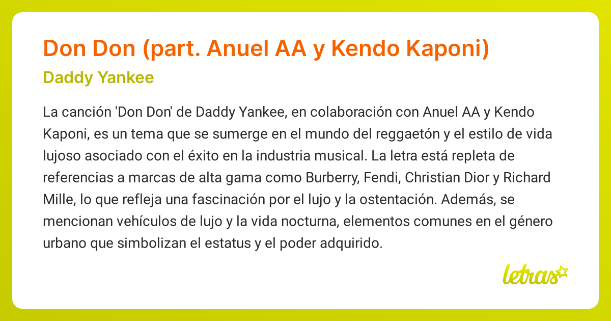 Significado de la canción Don Don (part. Anuel AA y Kendo Kaponi ...