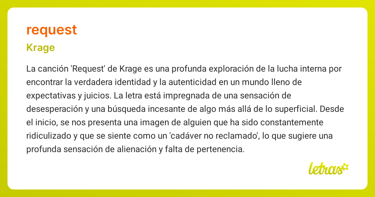Significado de la canción REQUEST (Krage) - LETRAS.COM