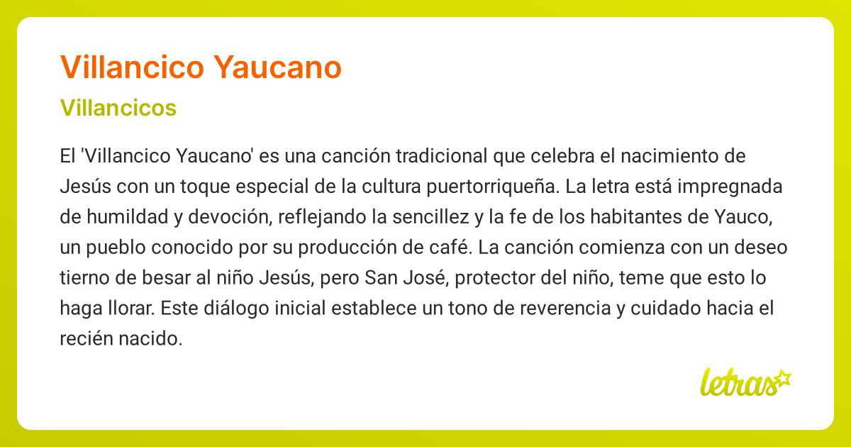 Significado de la canción VILLANCICO YAUCANO (Villancicos) - LETRAS.COM