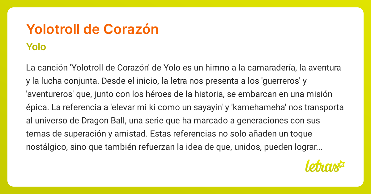 Significado de la canción YOLOTROLL DE CORAZÓN (Yolo) - LETRAS.COM