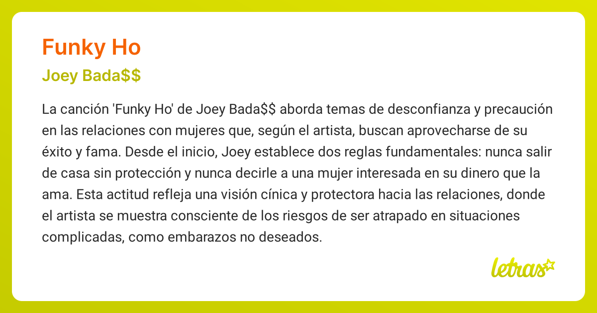 Significado de la canción FUNKY HO (Joey Bada$$) - LETRAS.COM