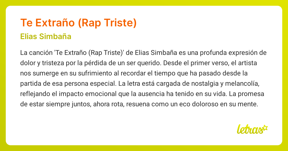 Significado de la canción TE EXTRAÑO (RAP TRISTE) (Elias Simbaña ...