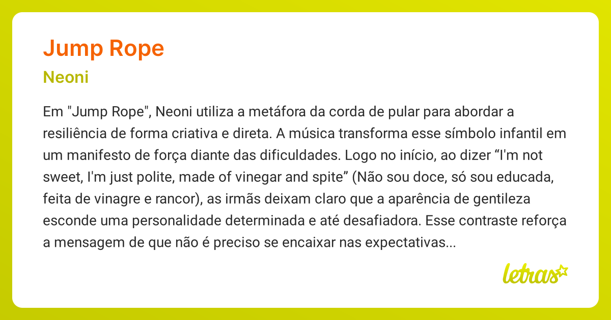 Significado da música JUMP ROPE (Neoni) - LETRAS.MUS.BR