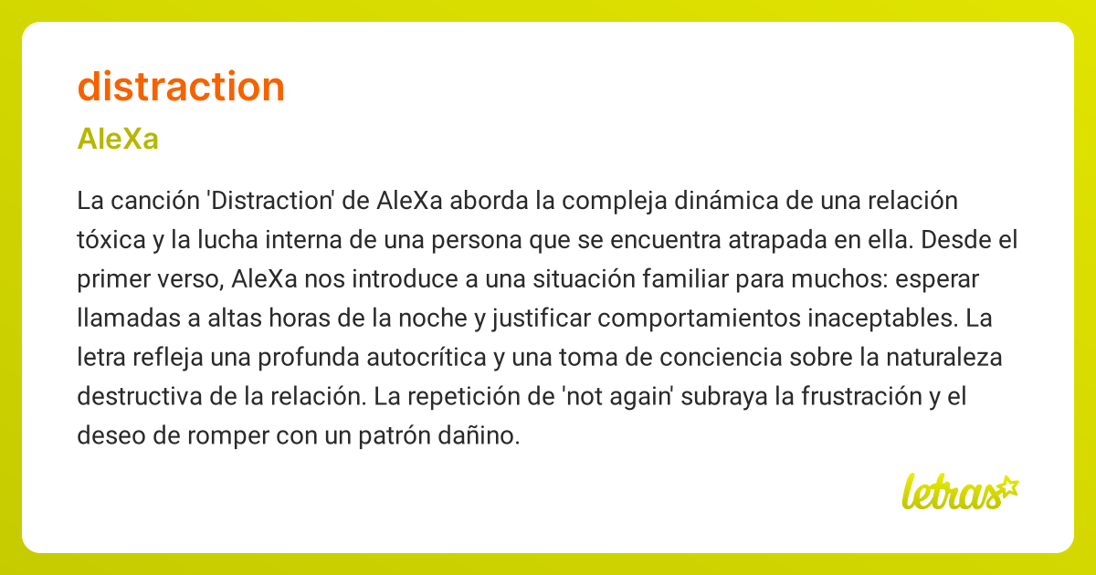 Significado de la canción DISTRACTION (AleXa) - LETRAS.COM
