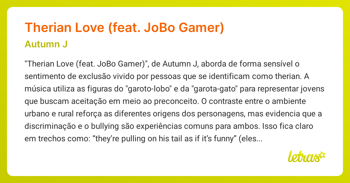 Significado da música Therian Love (feat. JoBo Gamer) (Autumn J ...