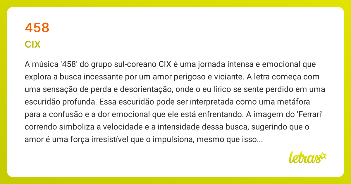 Significado da música 458 (CIX) - LETRAS.MUS.BR