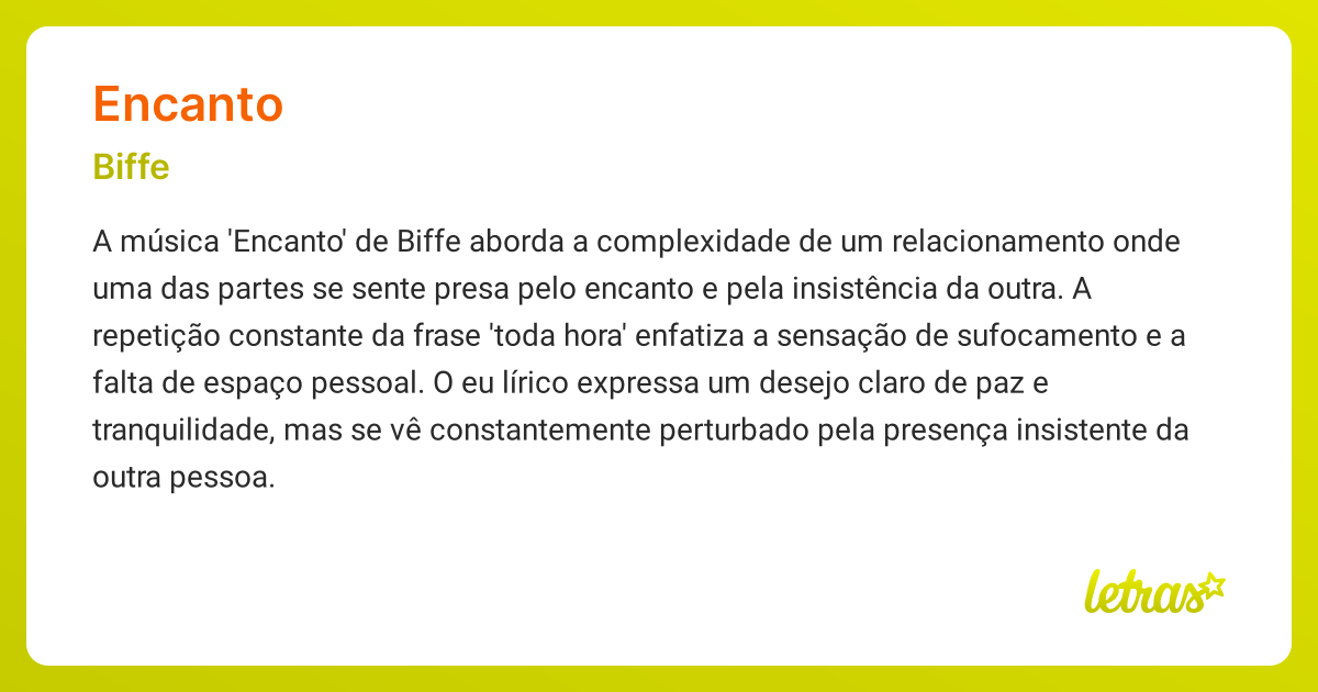 Significado da música ENCANTO (Biffe) - LETRAS.MUS.BR