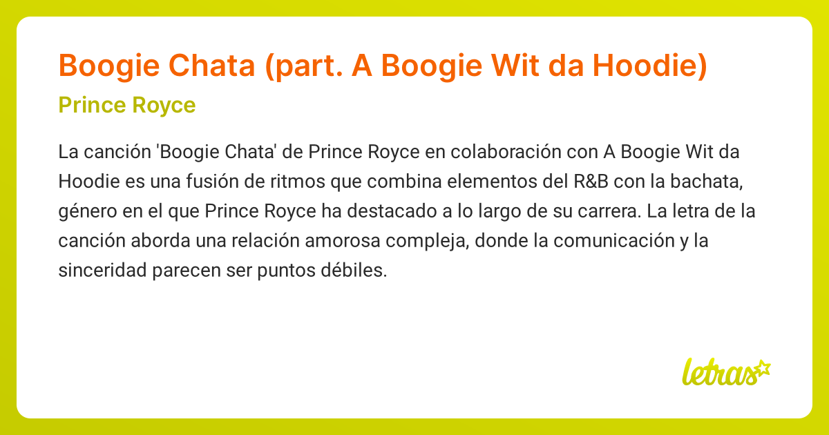 Significado de la canción Boogie Chata (part. A Boogie Wit da Hoodie ...