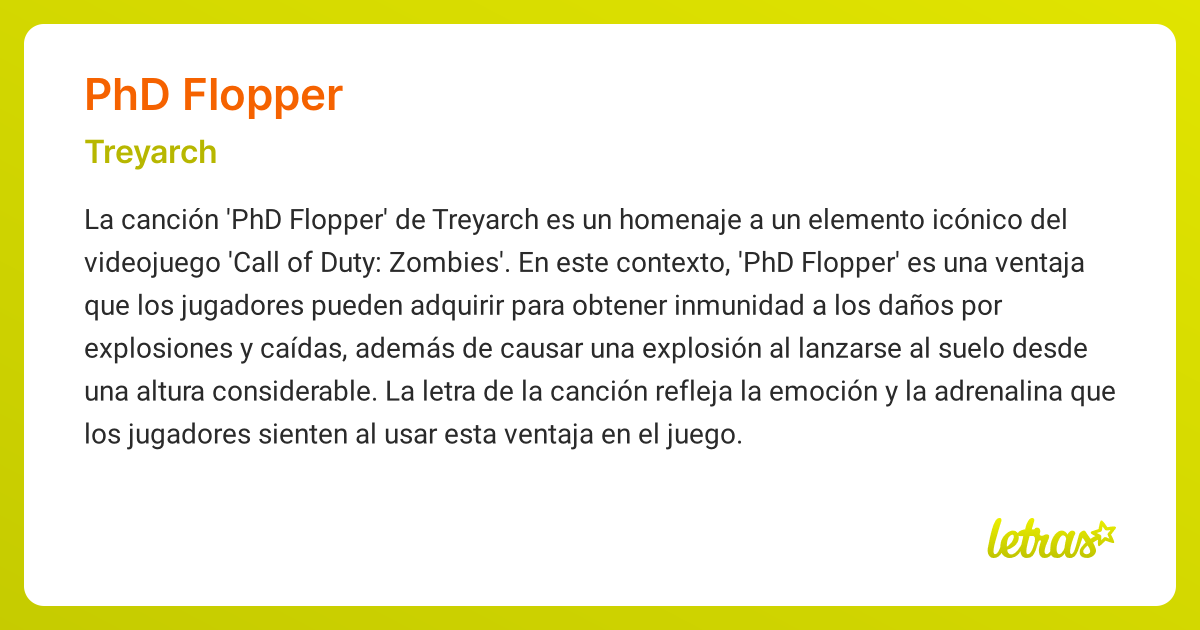 Significado de la canción PHD FLOPPER (Treyarch) - LETRAS.COM