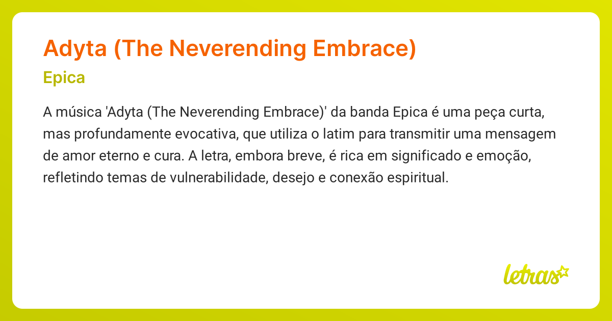 Significado da música Adyta (The Neverending Embrace) (Epica) - LETRAS ...