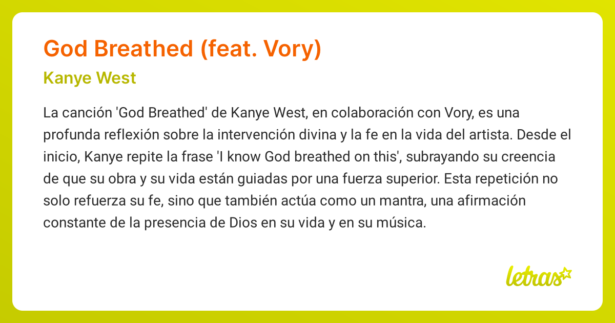 Significado de la canción GOD BREATHED (FEAT. VORY) (Kanye West ...
