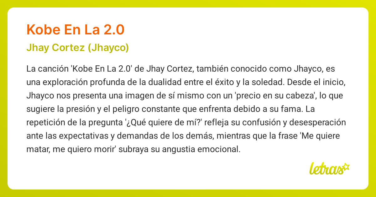 Significado de la canción KOBE EN LA 2.0 (Jhay Cortez (Jhayco ...
