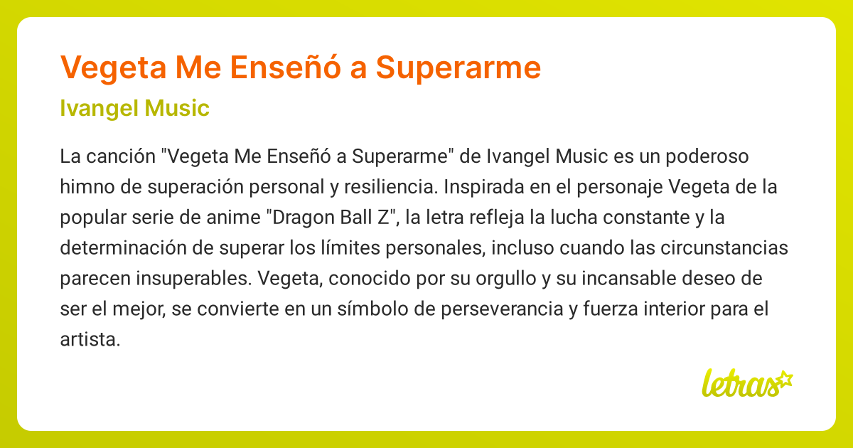 Significado de la canción VEGETA ME ENSEÑÓ A SUPERARME (Ivangel Music ...