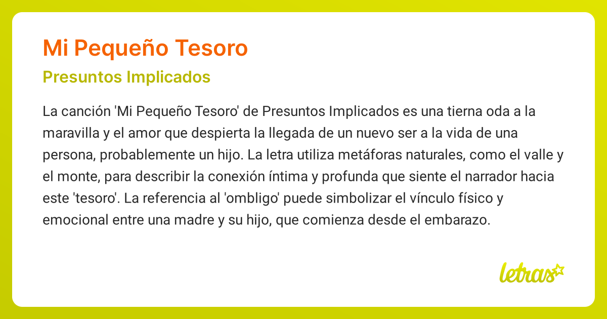 Significado de la canción MI PEQUEÑO TESORO (Presuntos Implicados ...