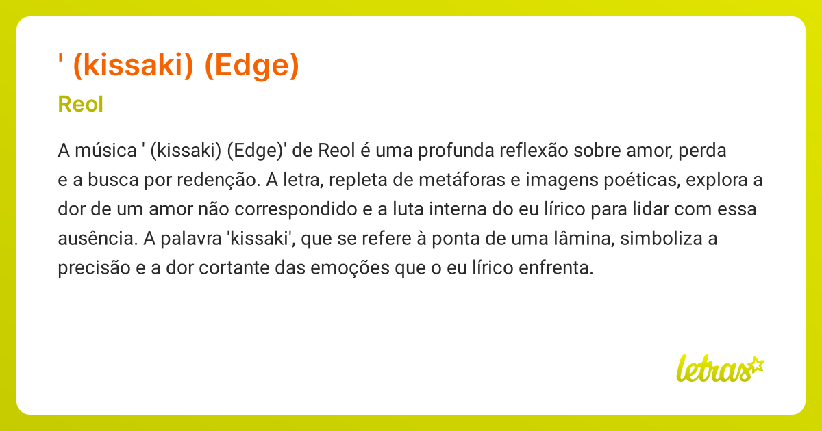 Significado da música '切っ先 (KISSAKI) (EDGE) (Reol) - LETRAS.MUS.BR