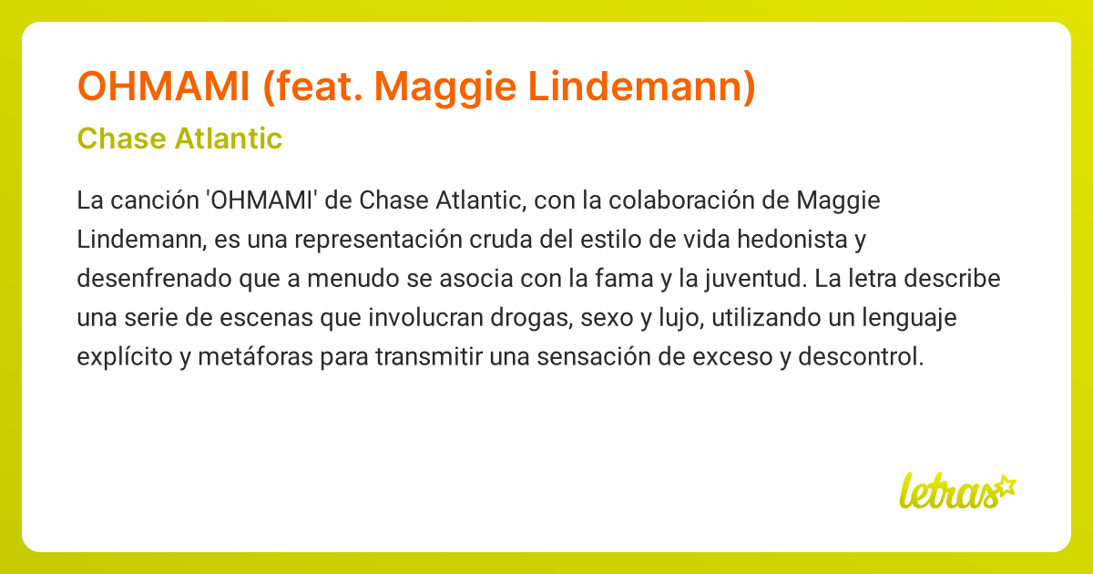 Significado de la canción OHMAMI (feat. Maggie Lindemann) (Chase ...